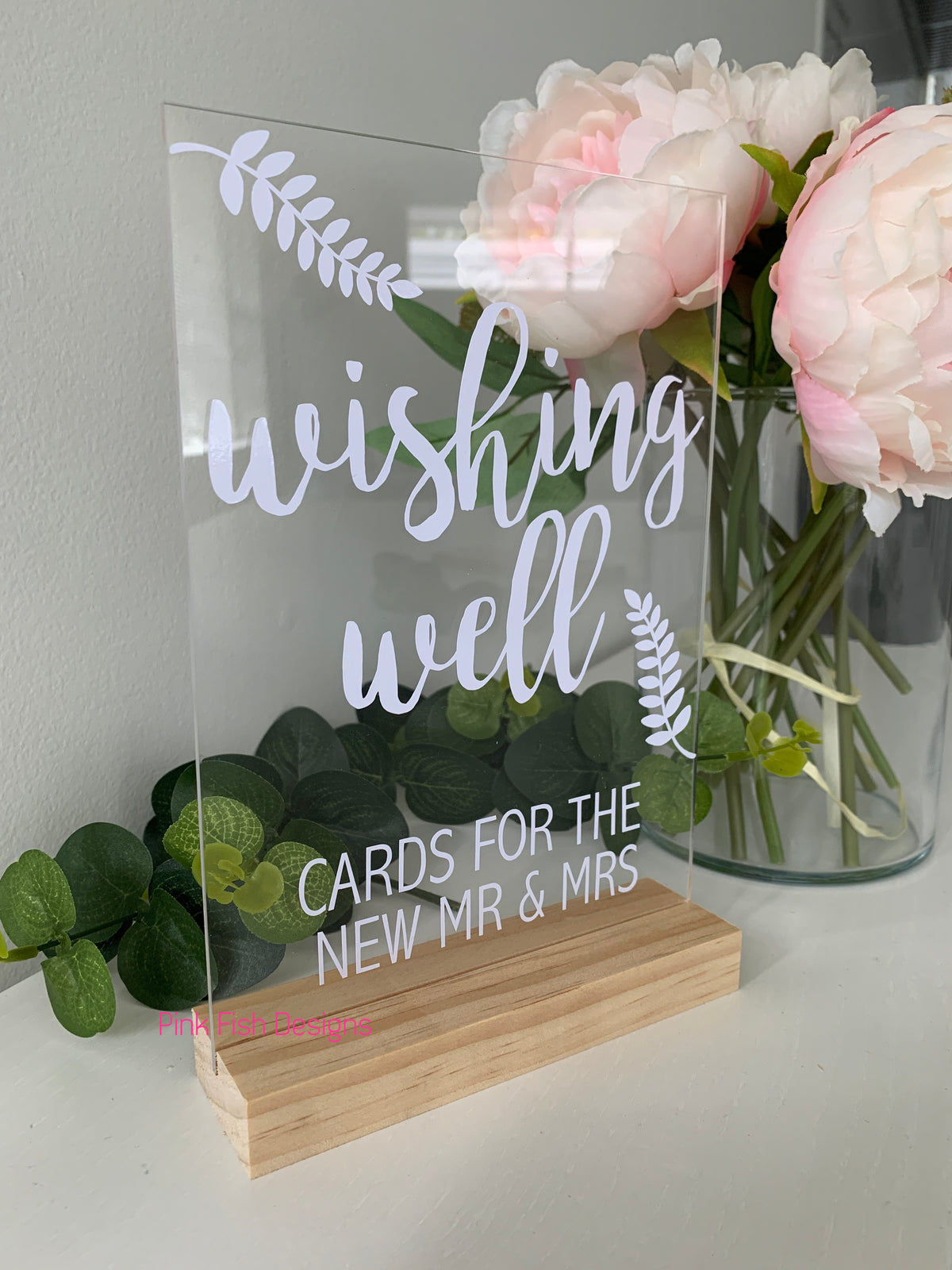 A4 Acrylic Vines Wishing Well Sign and Base | Pink Fish Designs