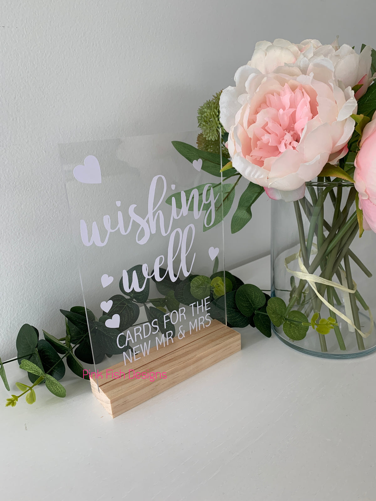 A4 Acrylic Love Wishing Well Sign and Base | Pink Fish Designs