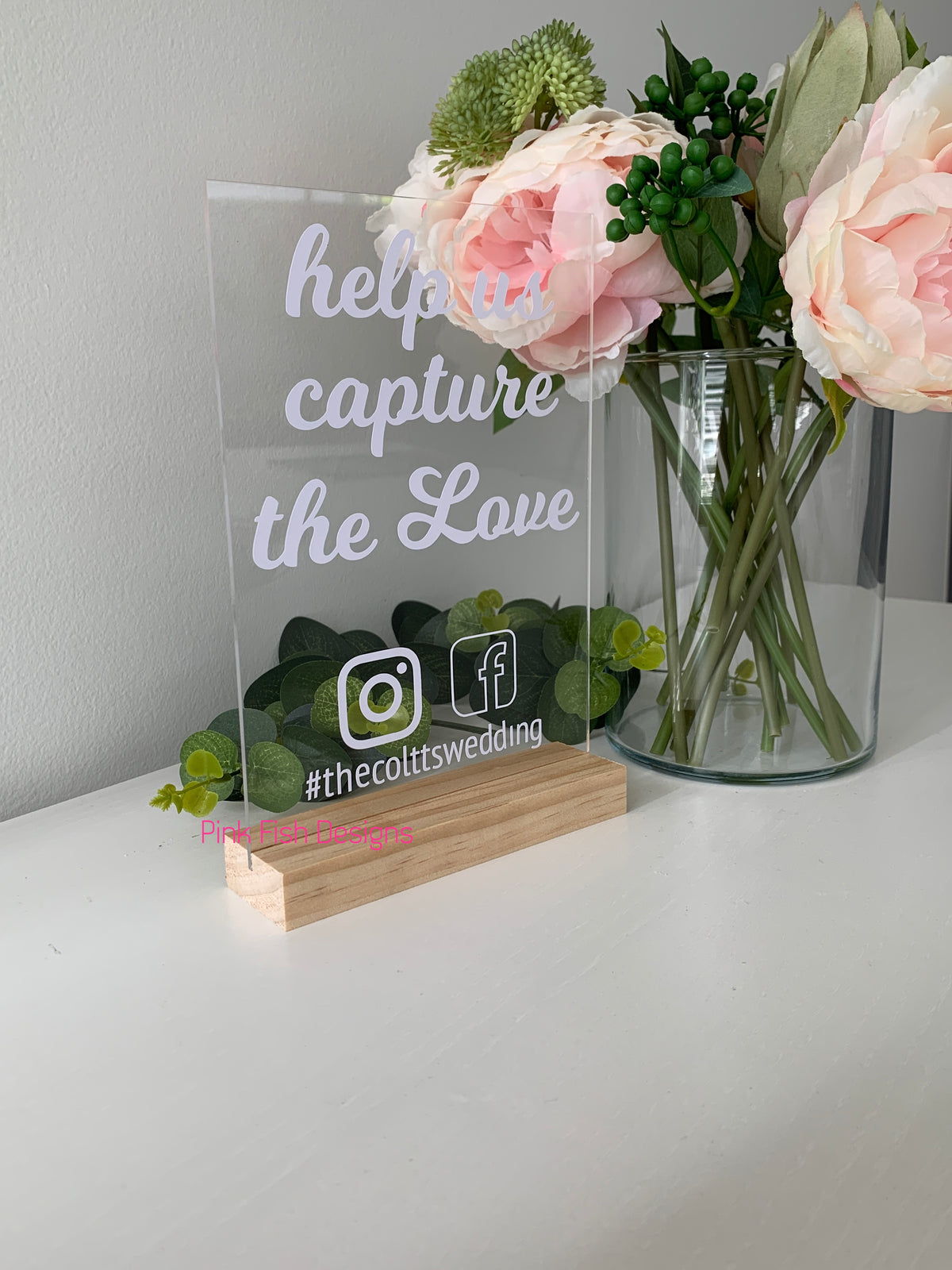 A4 Acrylic Capture Camera Sign and Base | Pink Fish Designs
