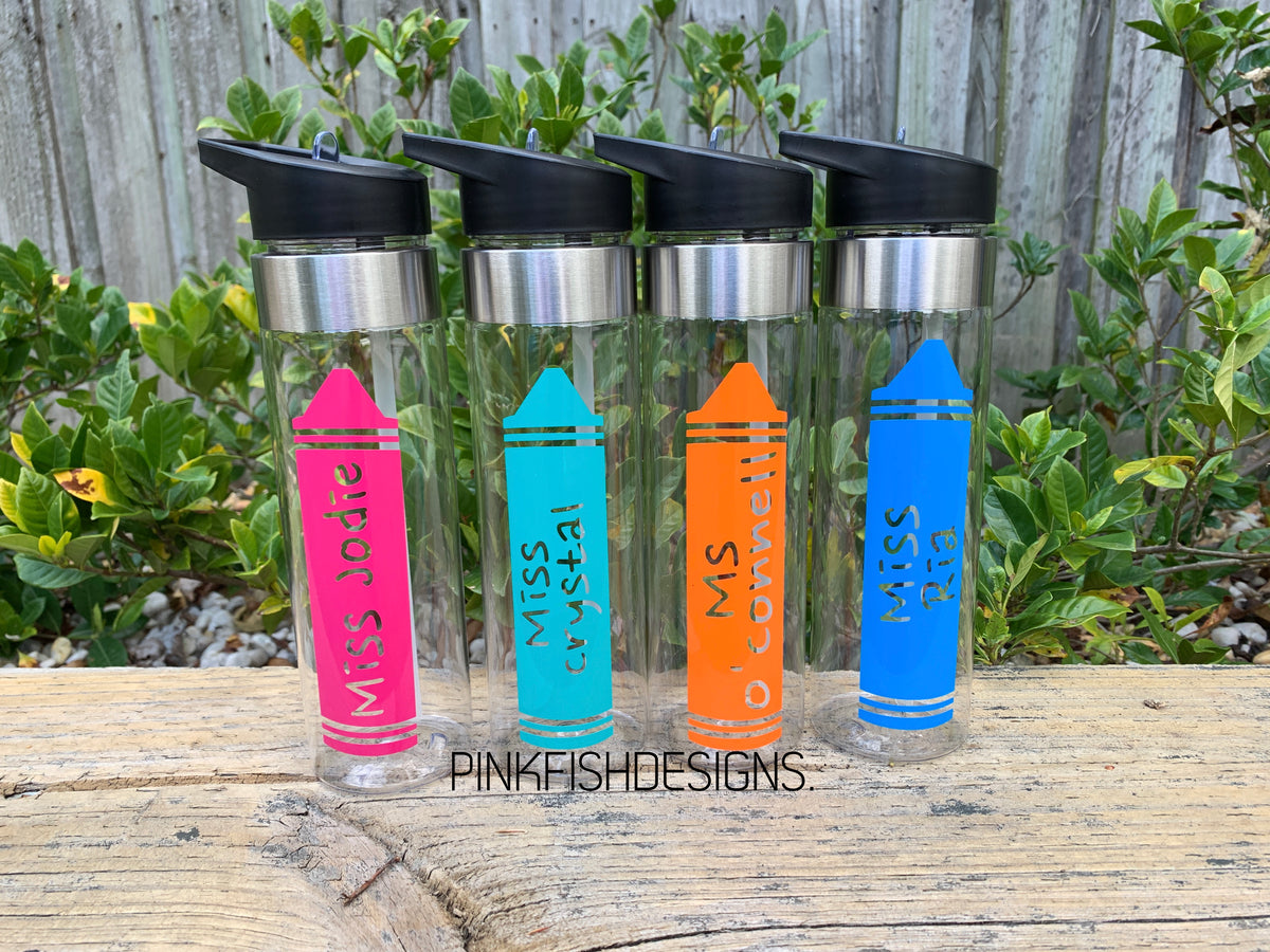 Personalised Crayon Drink Bottles | Pink Fish Designs