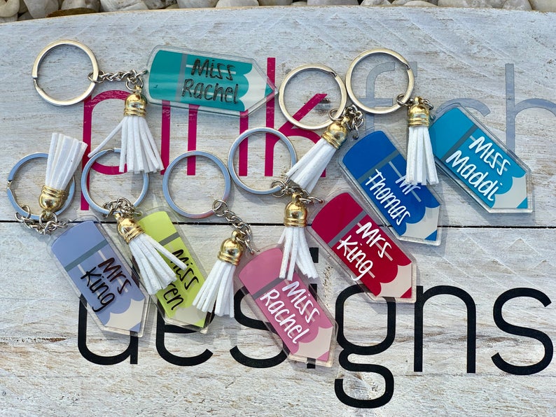 Personalised Teacher Keyrings | Pink Fish Designs